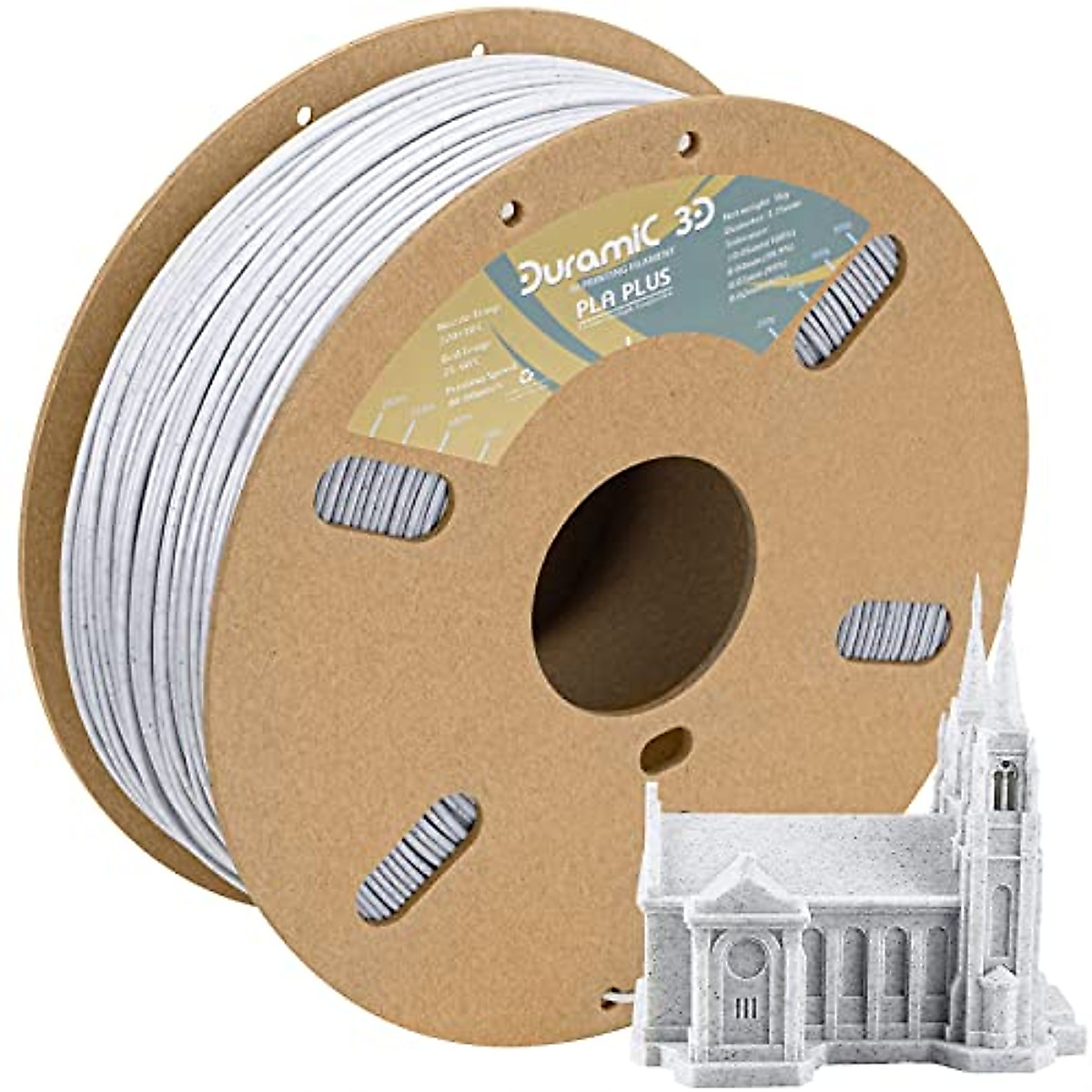 PLA Plus White and Marble Bundle, 3D Printer Filament Tough PLA Pro 8 Times Strength, Cardboard Spool 3D Printing Filament PLA + Dimensional Accuracy 99% +/- 0.03 mm