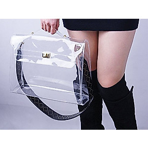 Flada Clear Handbag Purse Stadium Approved Transparent Crossbody Shoulder Bag for Women Clear With Black Strap