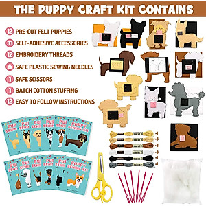 CiyvoLyeen 2 Pack Animals Sewing Craft Kit for Kids- Woodland Animals Felt Sewing Craft Kit & Puppy Craft Kit for Beginners