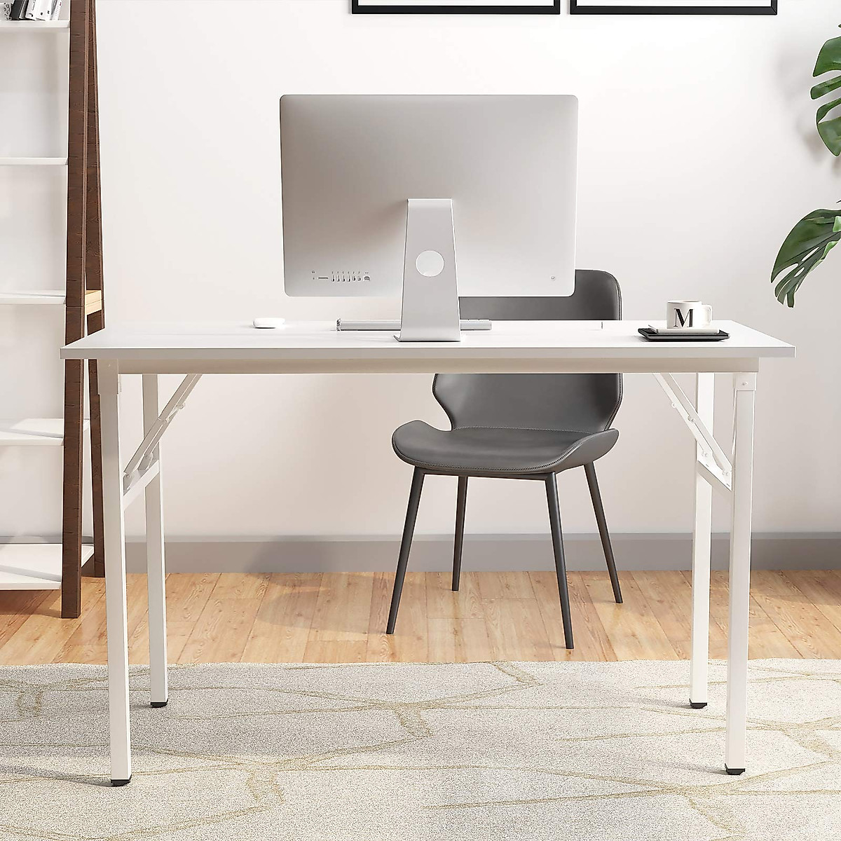 Need Office Computer Desk - 47.2L Sturdy and Heavy Duty Folding Laptop Table,Writing Table/Home Office Desk/Sewing Table,No Assembly Required,White AC5DW(120 * 60)