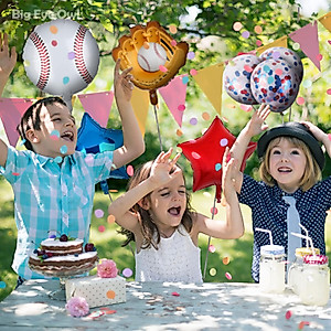 Baseball Birthday Party Foil Balloons Set Decorations Glove Round Baseball Theme Mylar Confetti Balloon Supplies Baby Shower
