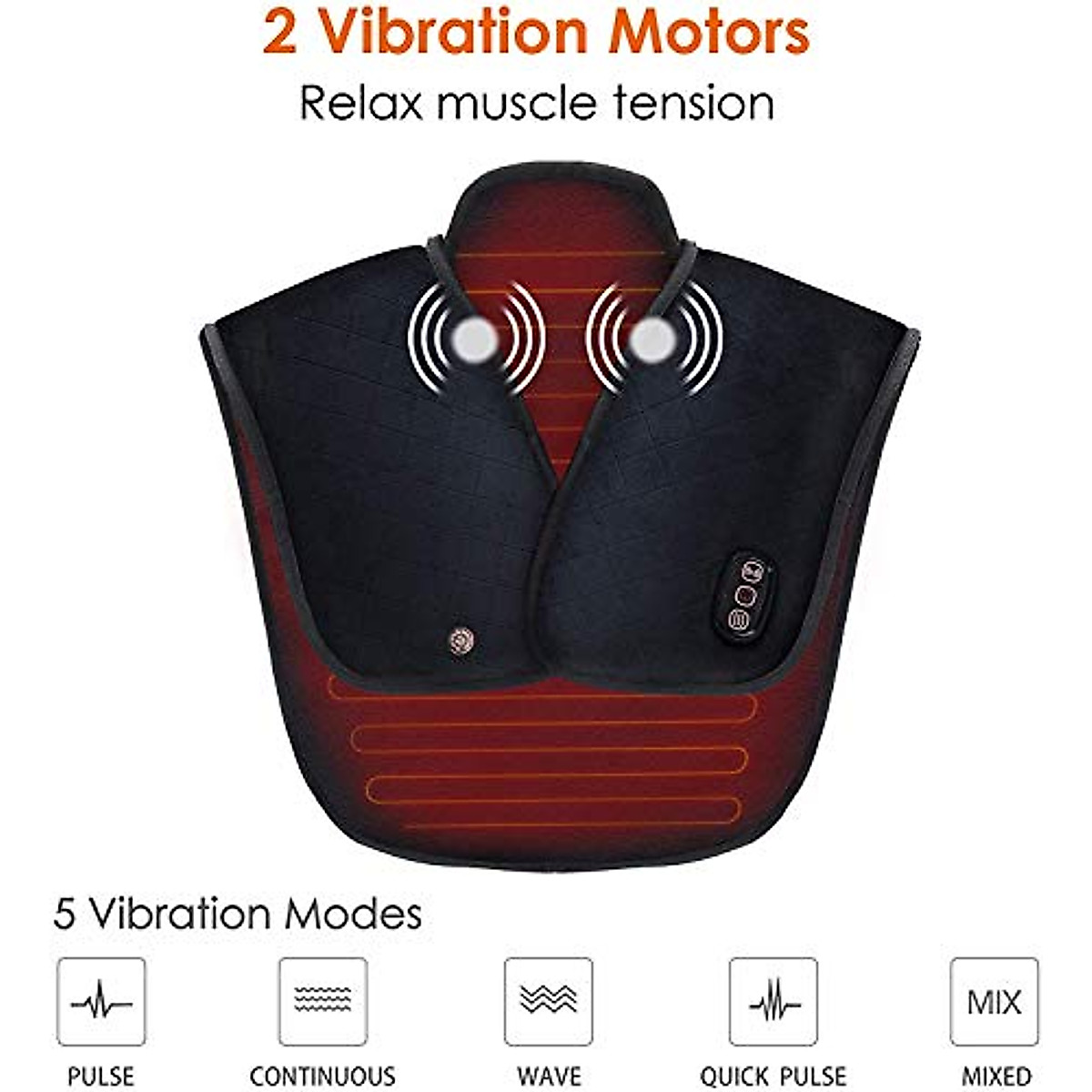 Heating Pad for Neck and Shoulders,Weighted Wearable Wrap Around Heating Pads with Massager,Electric Heat Pads for Neck Back Shoulder Pain Relief,2 Heat Levels & 5 Massage Nodes,Auto Shut Off,Portable