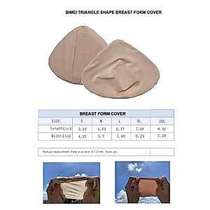 BIMEI A PAIR TRIANGLE SHAPE BREAST FORM COVER For Mastectomy Breast Forms (2XL)