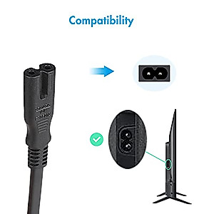 AC Power Cord for TCL Roku Sharp Insignia Hisense Smart LED LCD HD TV 2 Prong Power Cable