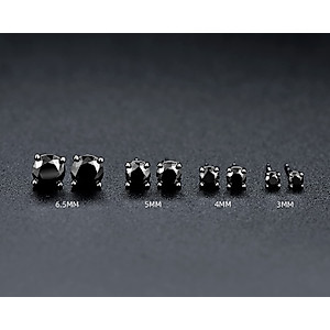 Black Moissanite Earrings 3MM to 8MM for Men Women, Lab Created Diamond 925 Sterling Silver Hypoallergenic Stud Gemstone Earrings, 18k Gold Plated, Jewelry Gifts (4MM)