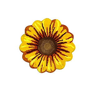 Sunflower Carpet Large Round Sunflower Bedroom Rug Non Slip Rustic Sunflower Bathroom Mat Handmade Area Rug Floor Mat for Home Office(Yellow)