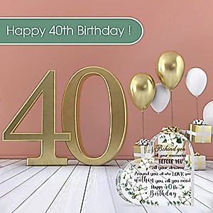 Birthday Gifts for Women, Behind You All Memories Before You All Your Dreams, Birthday Gifts for Women Wife Mom Friend, Flower Pattern Heart Acrylic Sign Keepsake (40th Style)