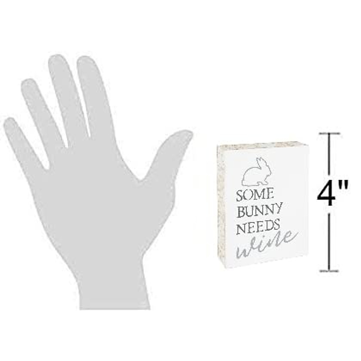 Collins Painting 'Some Bunny Needs Wine' Funny Spring/Easter Block Sign, White, Grey, Brown