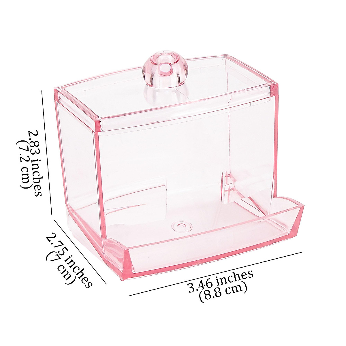 Biiange 7oz Qtip Holder Pink, Qtip Holder Dispenser, Tip Holder Dispenser for Bathroom, for Countertop Vanity Storage, Qtips Cotton Ball Holder Apothecary Jars, Cotton Swabs, Floss Container (Pink)