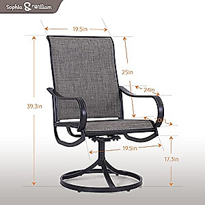 Sophia & William Patio Chairs Outdoor Swivel Dining Chairs Textilene Outdoor Furniture Chairs 6 Pieces for Lawn Garden Backyard Weather Resistant-Black Frame