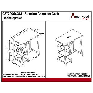 Ameriwood Home Coleton Standing Desk, Brown