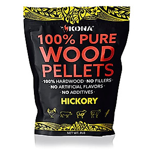 Kona 100% Hickory Smoker Pellets, Intended for Ninja Woodfire Outdoor Grill, 8 lb Resealable Bags