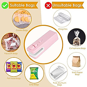 Mini Bag Sealer USB Rechargeable, 2 in 1 Heat Sealer and Cutter, Handheld Heat Vacuum Sealer for Plastic Bags Food Storage Snacks Freshness