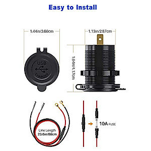 Quick Charge 3.0 Dual USB Car Charger Socket with Touch Switch 12V/24V 36W QC3.0 Dual USB Fast Charger Socket Power Outlet for Marine, Boat, Motorcycle, Truck, Golf Cart(Red)