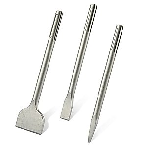 3pc 12-Inch SDS Max Chisel Set | Flat Chisel, Point Chisel, Scaling Chisel Hammer Drill Tool Set for Tile Masonry Concrete Brick Stone Work | 40Cr Steel Drill Bit Set for Max Rotary Hammers