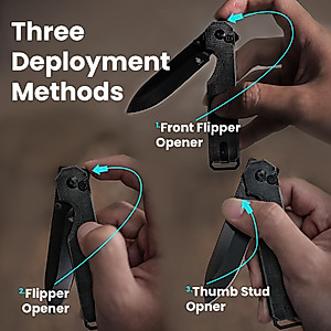 Kizer KUH Pocket Knife, 3.20 In 154CM Steel Blade Folding Pocket Knife Black Micarta Handle Folding Knife with Pocket Clip Small EDC Knife for Men Women Survival Hunting Knife V3649C1