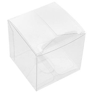 SEUNMUK 50 PCS 5 x 5 x 5 Inches Clear Plastic Gift Boxes, Clear Boxes For Favors, Transparent Gift Box for Wedding, Party and Baby Shower Favors, Thanksgiving and Christmas