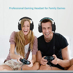 Gaming Headset - Chououkiu Headset Gaming Headphone for Xbox One, PS4, PC, Surround Sound Over Ear Headphones with Noise Cancelling Mic, LED Light Bass Surround Soft Memory Earmuffs (Blue)