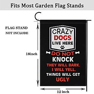 Monaco Garden Flag Crazy Dogs Live Here Welcome Garden Flags Double Sided Yard Flag Fall Garden Flag 12 x 18 Inch Dog Garden Flag