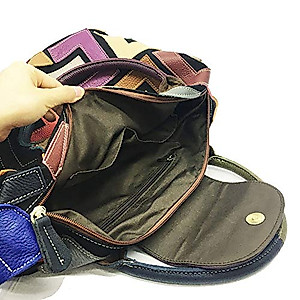 Colorful Geometric Contrast Patchwork Leather Crossbody Satchels Shoulder Bag Cute Backpack Bag for Women (handbag)