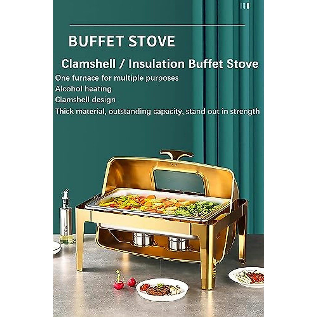 Electric Buffet Server,Food Warmer Tray, Adjustable Temperature, Portable Chafing Dish, Catering Buffet Serving Tray,Stainless Steel Material,uitable for Hotels, Restaurants, Parties