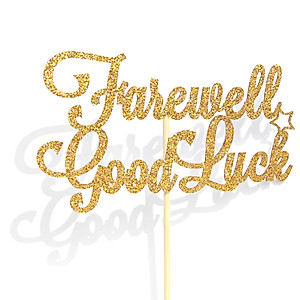 Betalala Farewell Good Luck Cake Topper, Congrats Grad 2021, Happy Retirement, 2021 Graduation Retirement Party Decorations Gold Glitter.