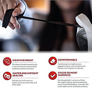 Butyl Tape RV Black, 3/4 in x 45 Ft, 1/8 in Thick EDPM Butyl Rubber Sealant Tape - Roof Patching, Boat Sealing, Leak Proof Butyl Putty Tape - XFasten