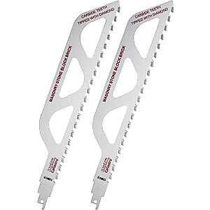 Caliastro 12-Inch Brick, Masonry, Porous Concrete, Engineered Stone Cutting Reciprocating Saw Blade - 2 Pack