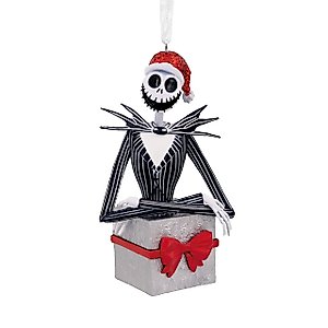 Hallmark Disney Tim Burton's The Nightmare Before Christmas Jack Skellington in Present Christmas Ornament