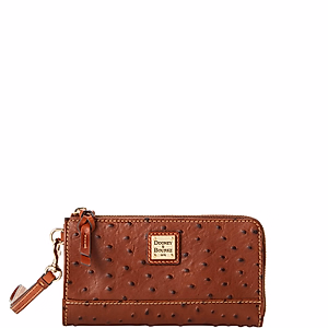 Dooney & Bourke Handbag, Ostrich Folded Zip Wristlet - Cognac