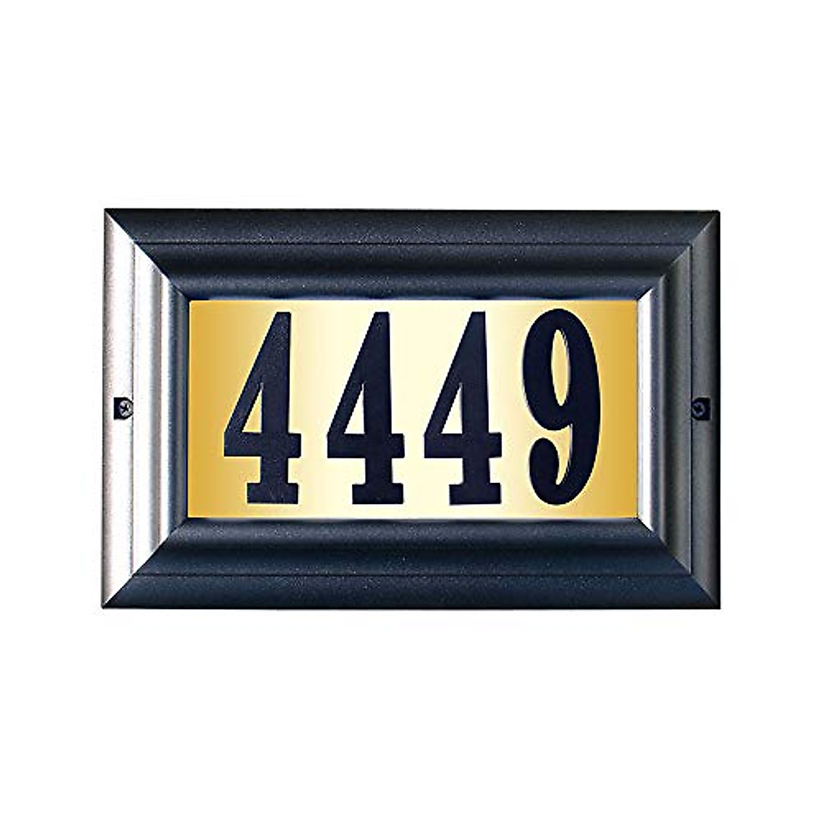 Qualarc LTL-1301PW-PN Edgewood Large Lighted Address Plaque in Pewter Frame Color with 4-Inch Black Polymer Numbers