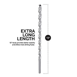 NEIKO 10047A Extra Long Drill Bit Set | 5-Piece | M2 HSS Steel | 12-Inch Length | 1/8, 3/16, 1/4, 5/16, and 3/8-Inch