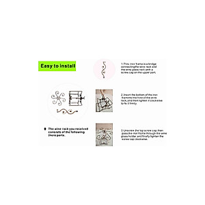 Cicodona Wine Rack and Wine Glass Holder-Hold 4 Wine Bottles and 6 Glasses-Perfect for Home Kitchen Decor & Kitchen Storage Rack