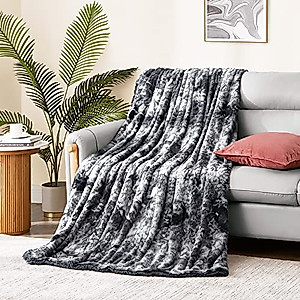 Comaza Faux Fur Throw Blanket with Reversible Sherpa for Sofa,Couch and Bed,Queen Size Soft Cozy Fuzzy Plush Fluffy Fleece Blankets(Gray,90x90 inches)