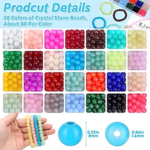 shynek 1400 Piecess 8mm Round Glass Beads for Jewelry Making, 28 Colors Crystal Beads for Bracelets Jewelry Making and DIY Crafts