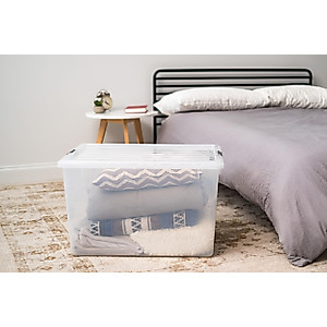 IRIS USA 132 Qt. Plastic Storage Container Bin with Secure Lid and Latching Buckles, 1 pack - Clear, Durable Stackable Nestable Organizing Tote Tub Box Sports General Organization Garage Extra Large