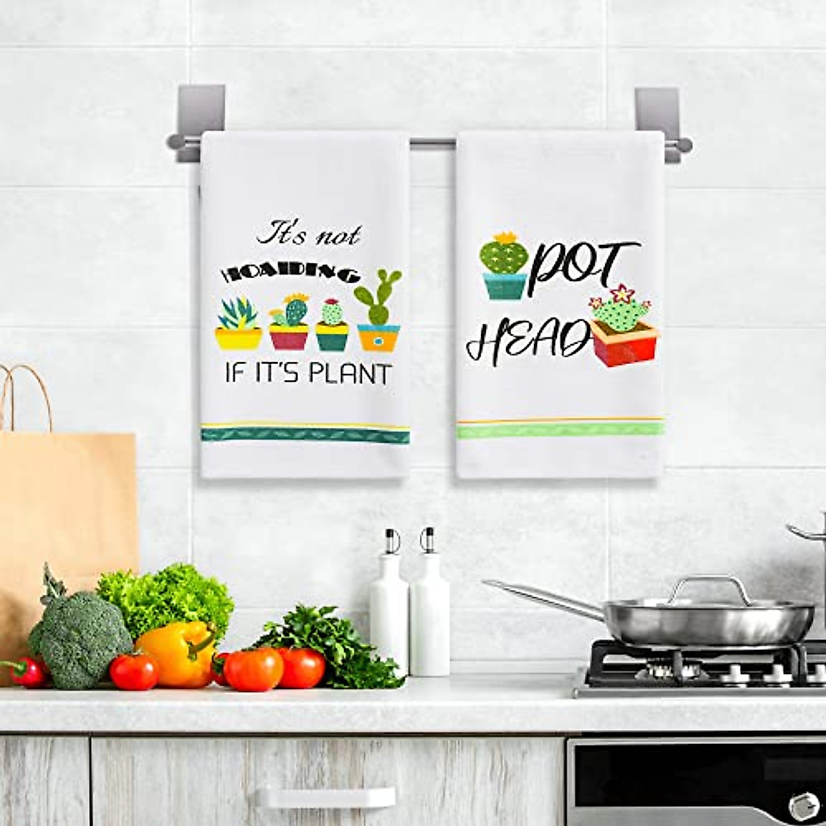 DDOFAH Funny Kitchen Towels and Dishcloths Sets of 4 Kitchen Towels with Sayings Tea Dish Towel for Cooking Baking New Home Gifts,Housewarming Gift Home Decorations