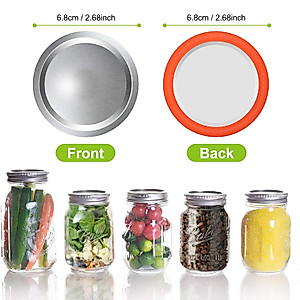 Mason Jar Lids Regular Mouth Canning Lids for Ball, Kerr Jars - 24-Count Split-Type with Leak proof & Airtight Seal Features, Metal Mason Jar Lids for Canning - Food Grade Material, Silver/70 MM