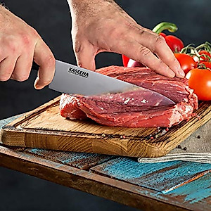 KASEENA Chef Knife - 8 Inch Chef's Knives, Professional Kitchen Knife, High Carbon Stainless Steel Sharp Paring Knife, Cooking Knife With Ergonomic Pakkawood Handle And Highe-Quality Leather Gift Box