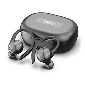 Acuvar Fully Wireless Bluetooth 5.0 Rechargeable New Sports Active Earbud Headphones with Smart Charging Case (Black)