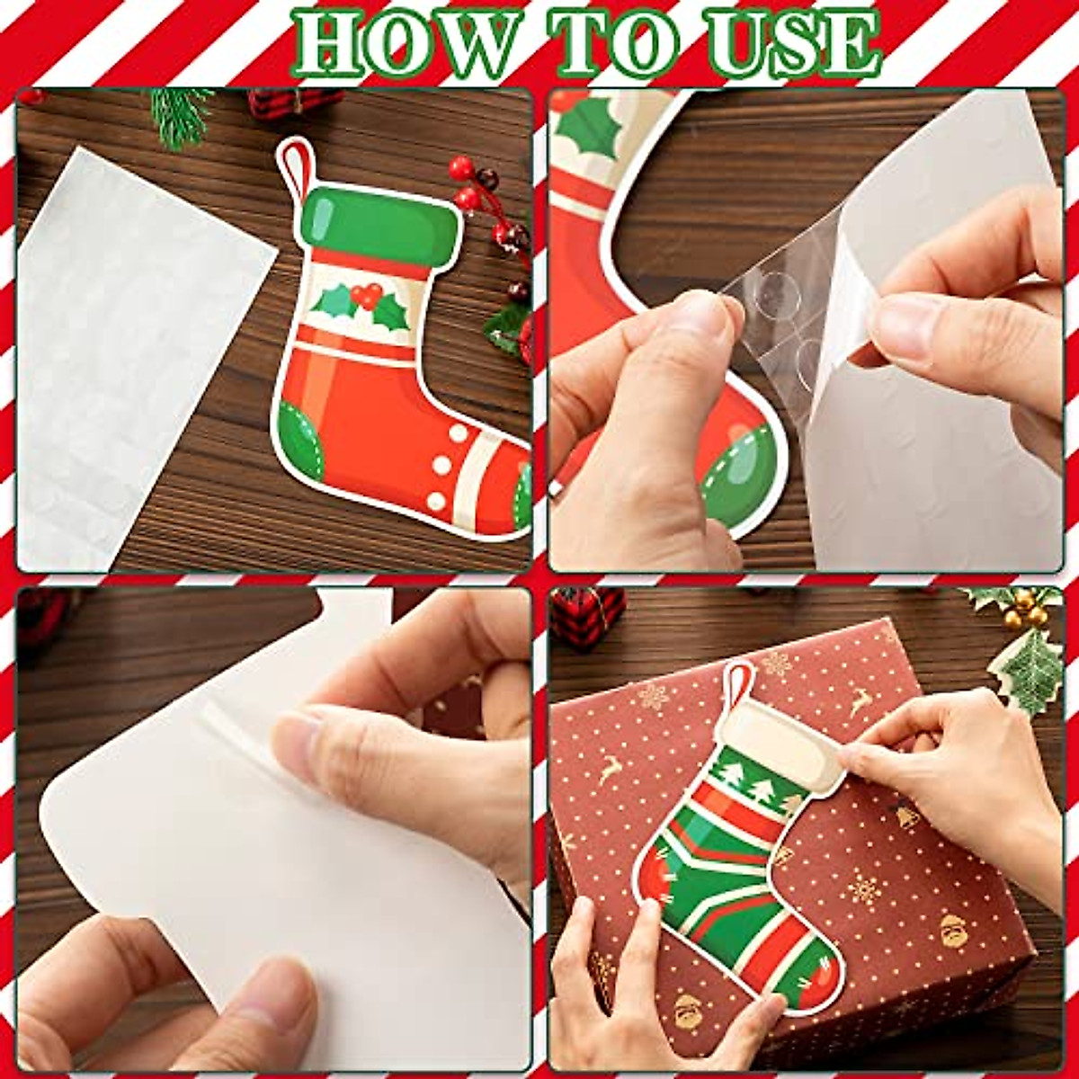 90 Pcs Assorted Christmas Stocking Cut-Outs Xmas Stocking Cut-Outs with Glue Point Dots Colorful Christmas Bulletin Board Decorations Xmas Name Tag Cutouts for Bulletin Border Office Party Favor