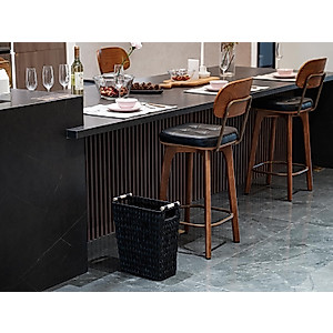 Coeusy 6 Gallon Wicker Trash Can-Black Bathroom Trash Can,Handwoven Waterproof Wicker Trash Basket,Narrow Waste Basket for Bedroom,Kitchen,Office