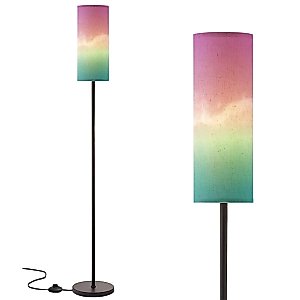 RZNTJHUINA Boho Standing Lamps Cloud Sky a Pastel Colored Abstract Sky Minimalist Floor Lamp Metal Pole Lamp with Linen Lampshade for Bedroom Living Room Office Nursery Reading Foot Switch