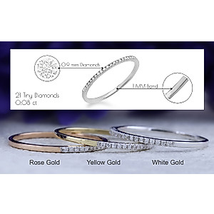 Dazzlingrock Collection 0.08 Carat (ctw) Round White Diamond Stackable Wedding Band for Women in 925 Sterling Silver Size 7.5