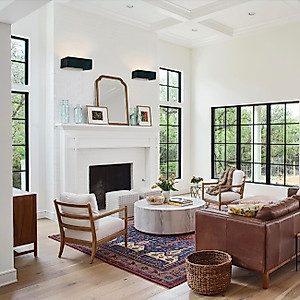 HEQIQEH Set of 2 Modern Style Battery Operated RGB Sconces, Indoor Up and Down LED Wall Lamp with Remote Control, Black Metal Dimmable Cordless Wall Lighting Fixtures for Corridor, Hallway, Galleries