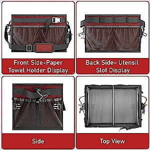 FANGSUN Grill Caddy, BBQ Caddy with Paper Towel Holder, Picnic Griddle Caddy for Outdoor Camping, Barbecue Accessories Storage Organizer for Utensil Grilling Tool, Must Haves for Camper Tailgating Rv