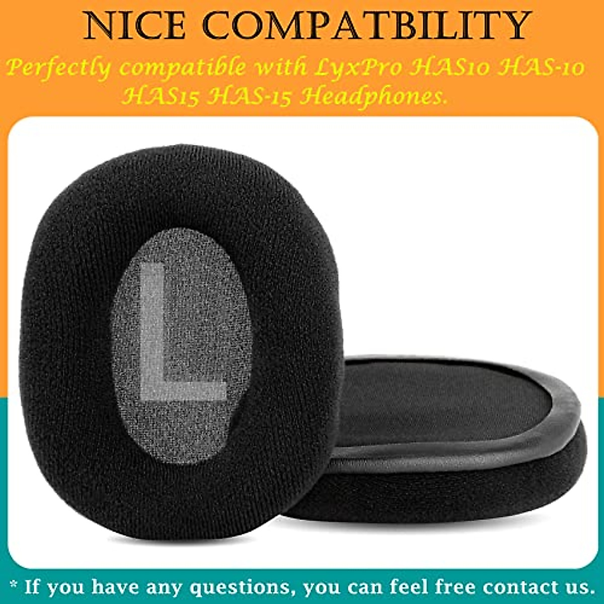 TaiZiChangQin HAS-10 Upgrade Ear Pads Cushion Memory Foam Replacement Compatible with LyxPro HAS10 HAS15 Headphone ( Black Velour Earpads )
