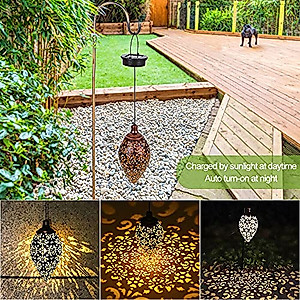 Hanging Solar Lights, Tomshine Solar Lantern LED Moroccan Garden Lights Metal Lamp Waterproof for Outdoor, Patio, Porch Hanging Decor