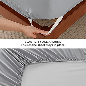 Bedsure Deep Pocket Queen Sheets Set - Fits Mattresses Up to 24" Thick, 4 Piece Air Mattress Sheets with Deep Pocket, Moisture Wicking Soft Cooling Bedding Sheets & Pillowcases, Light Grey