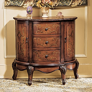 Design Toscano Villa Lucchesi Serpentine Console Table with Drawers and Cupbords, 32 Inches Wide, 13 Inches Deep, 30 Inches High, Full Color Finish